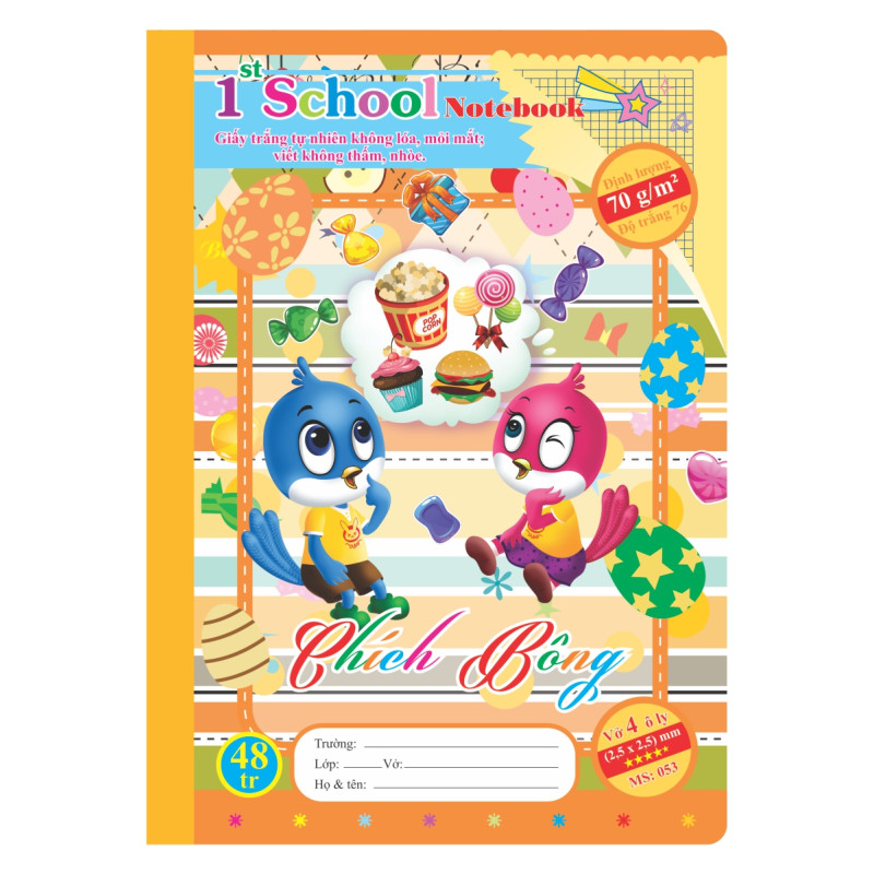 Vở 4 ô ly 1st School B5¯ 48 trang 70/76; MS: 053